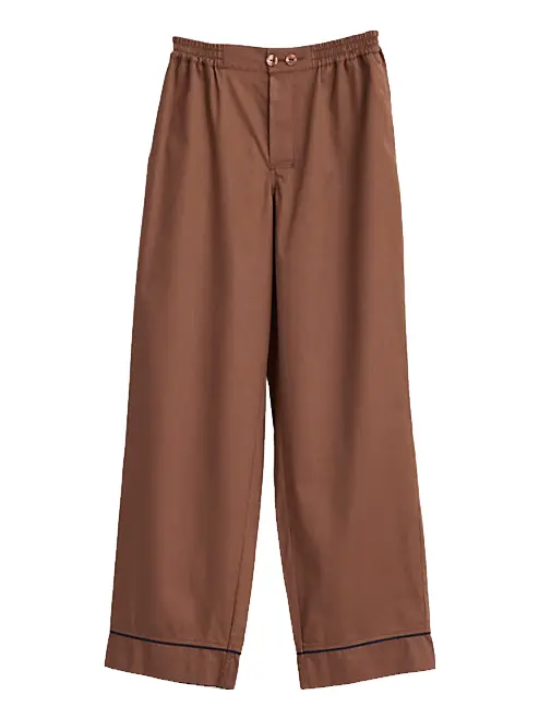 HAY Outline Contrast-piping Cotton Pyjama Trousers - Milk Chocolate