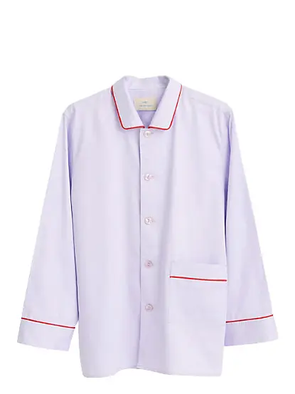 HAY Outline Contrast-piping Cotton Pyjama Shirt - Lavender