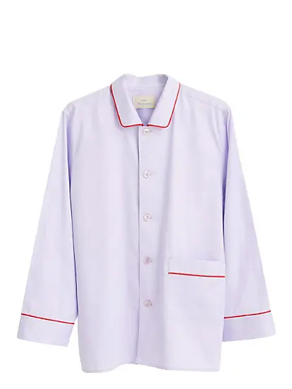 HAY Outline Contrast-piping Cotton Pyjama Shirt - Lavender