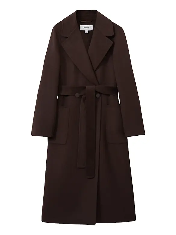 REISS Lucia Wool-blend Coat - Chocolate
