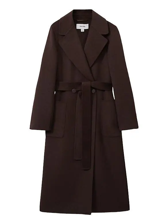 REISS Lucia Wool-blend Coat - Chocolate
