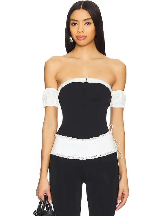 MORE TO COME Caitlyn Off Shoulder Top - Black