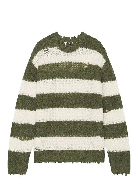 ALLSAINTS Sid Crewneck Sweater - Khaki & White