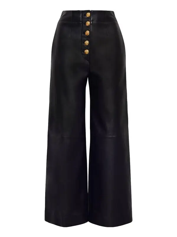 Adam Lippes Leather Trousers - Black