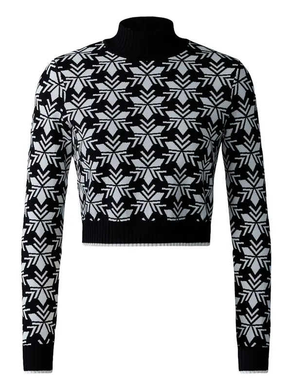 Mackage Lan-sf Snowflake Jacquard Knit Top - Black-cream
