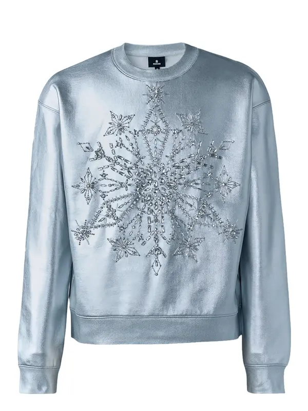 Mackage Mazi Snowflake Diamante Appliqué Sweater - Silver