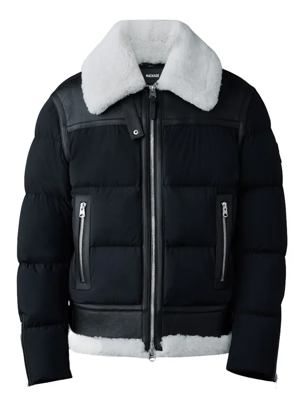Mackage Robert Mixed-media Shearling Down Jacket - Black