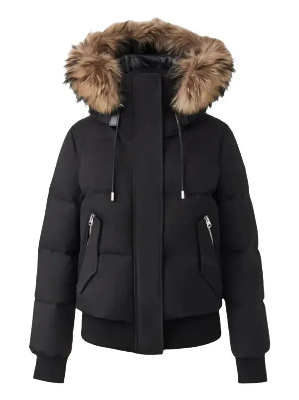 Mackage Nefi-fz Down Bomber Jacket With Fur Trimmed Hood - Black
