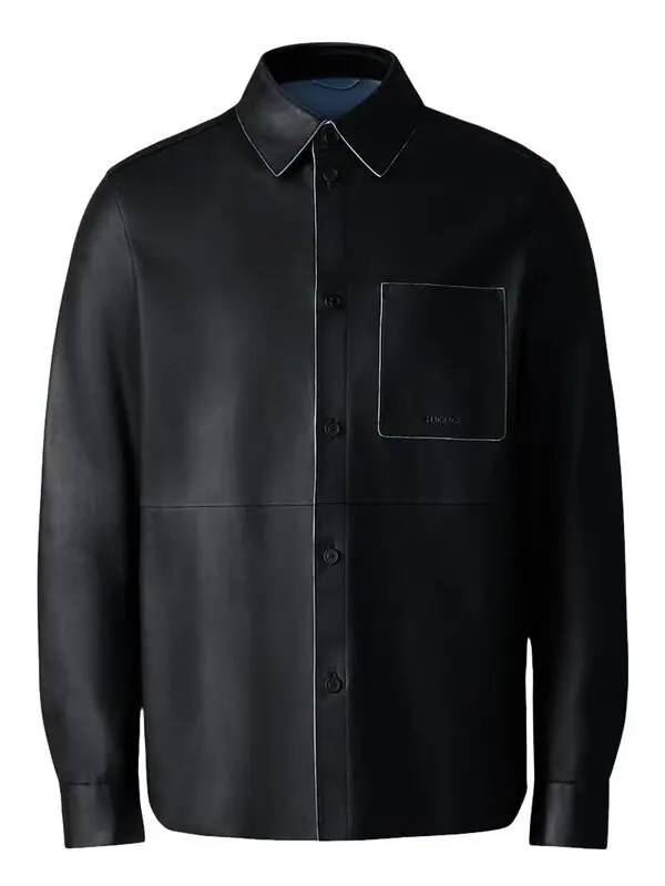 Mackage Remington Two-tone Leather Overshirt - Black-fog Blue