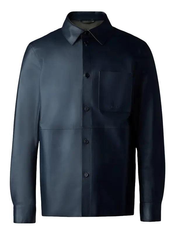 Mackage Remington Two-tone Leather Overshirt - Light Military-navy