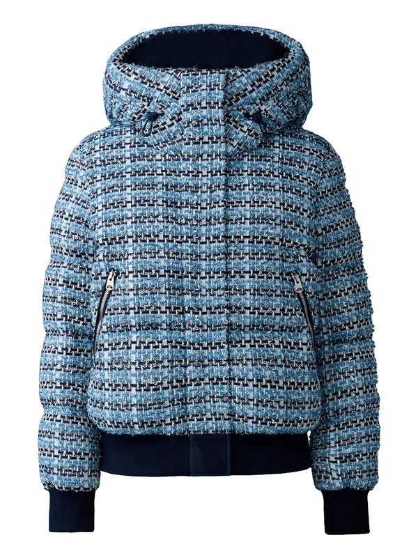 Mackage Shirley-tw Mix Media Tweed Down Jacket - Sky Blue Multi