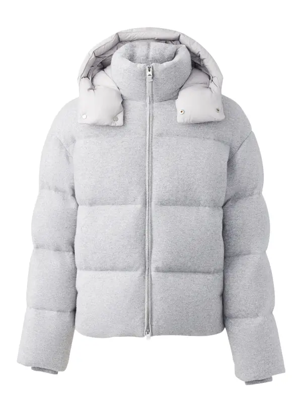 Mackage Steven Medium Down Jacket With Cashmere Shell - Light Grey Mix
