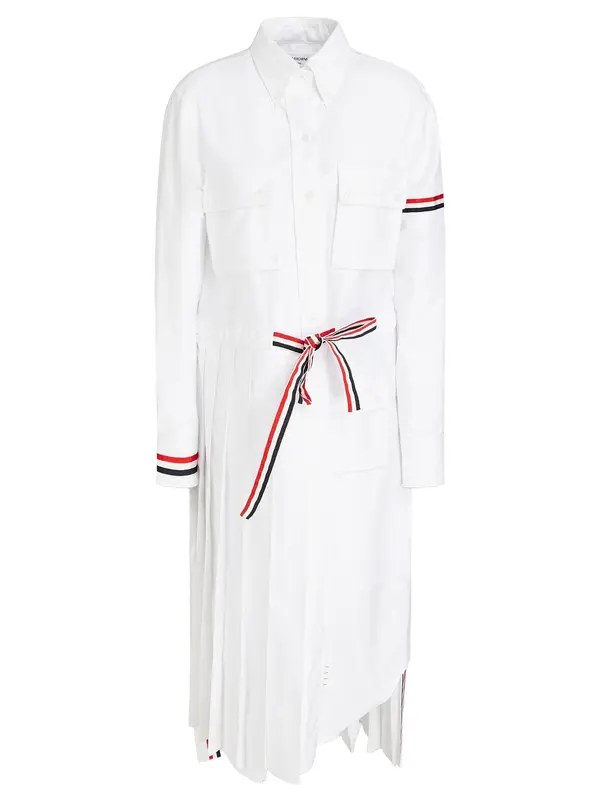 Thom Browne Cotton Oxford Midi Shirt Dress - White