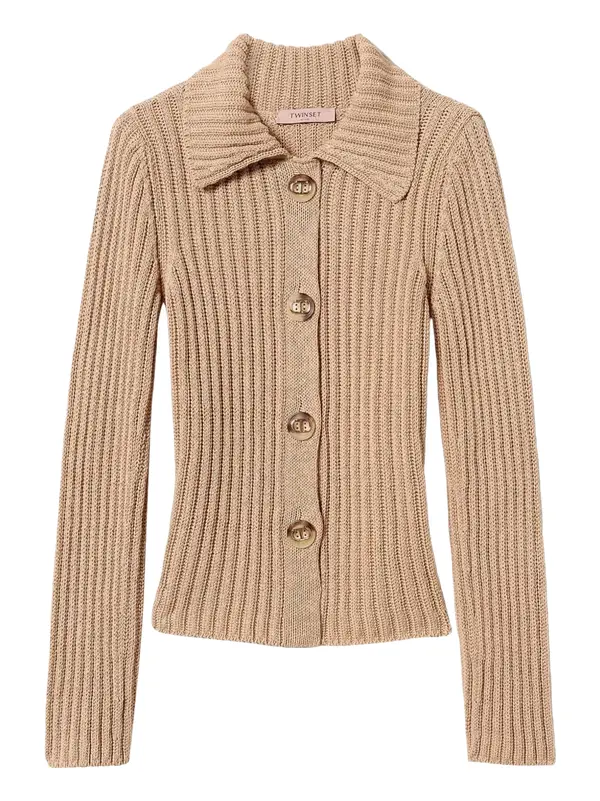 TWINSET Oval T Buttons Cardigan - Neutrals