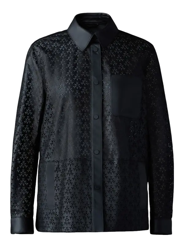 Mackage Abella Perforated Leather Overshirt - Black