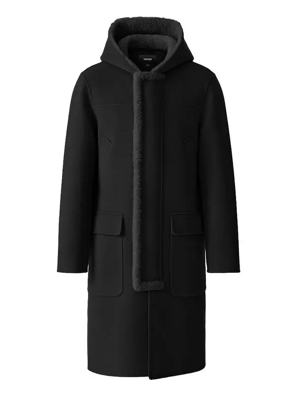 Mackage Abraham Long Hooded Wool Coat - Black