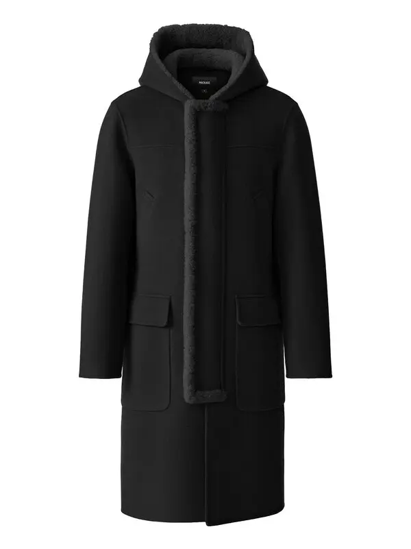 Mackage Abraham Long Hooded Wool Coat - Black