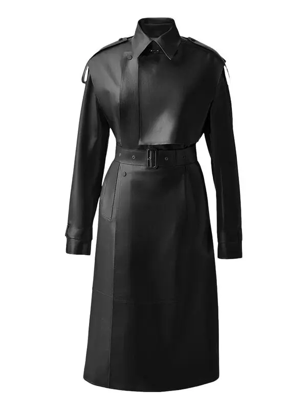 Mackage Adriana Calfskin Trench Coat With Belt - Black