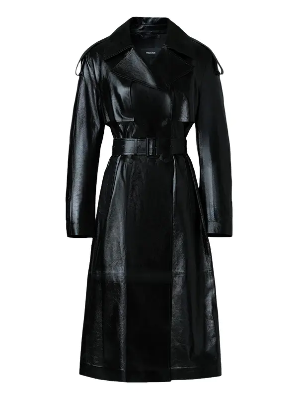 Mackage Carmela Leather Trench Coat - Black
