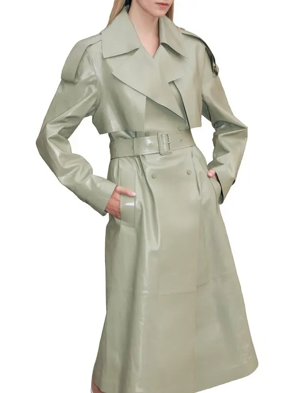 Mackage Carmela Leather Trench Coat - Matcha