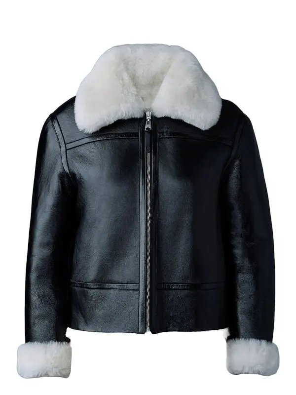 Mackage Betty 2-in-1 Reversible Shearling Jacket - Black-natural
