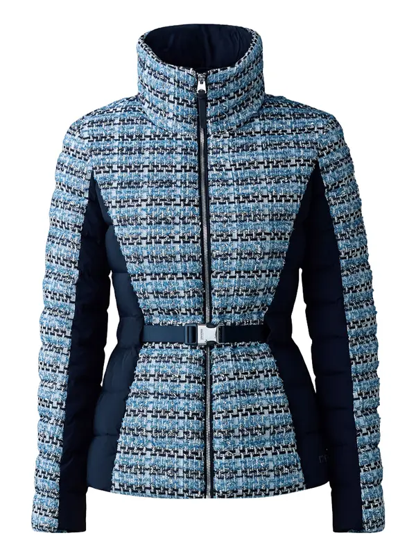 Mackage Mix Media Tweed Down Jacket - Sky Blue Multi