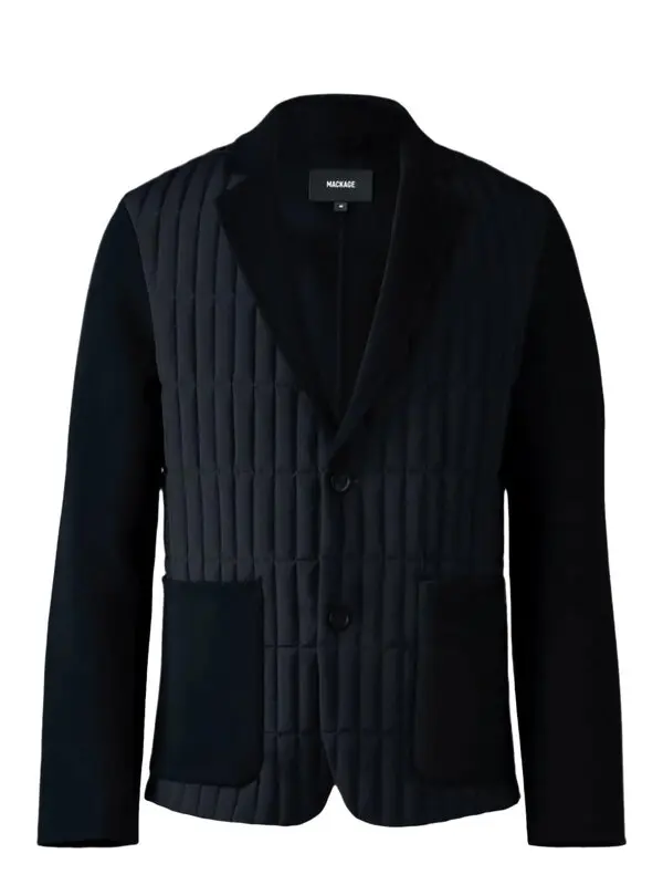 Mackage John Mixed-media Quilted Wool Blazer - Black