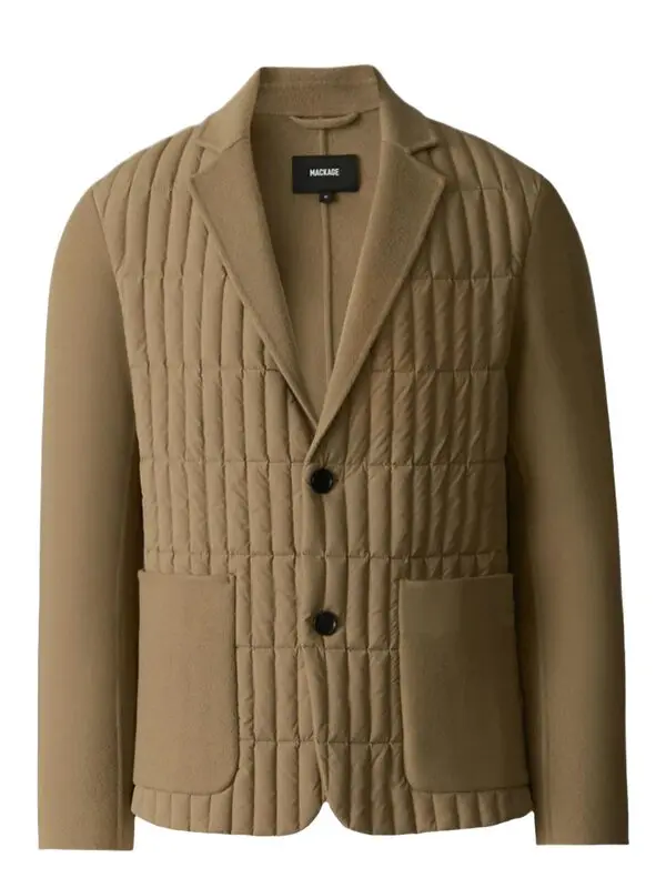 Mackage John Mixed-media Quilted Wool Blazer - Light Camel