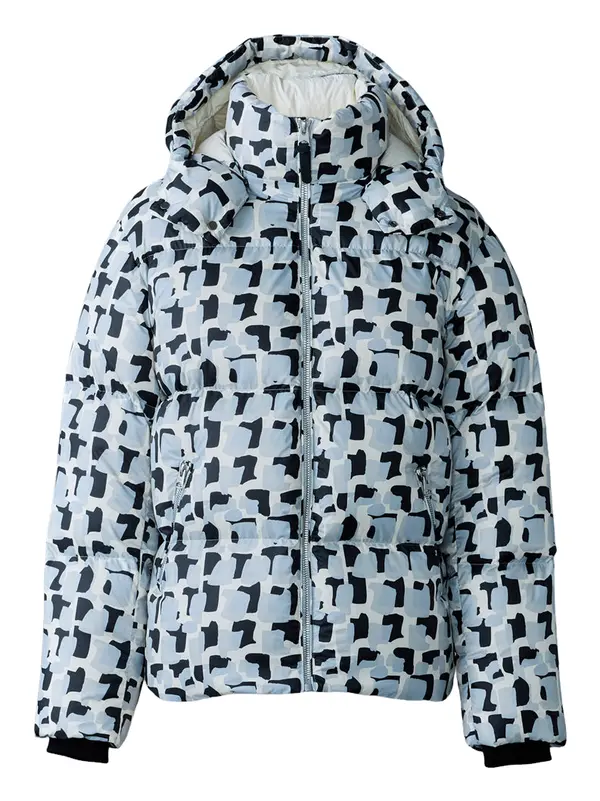 Mackage Kent-nv Tile Graphic Pattern Down Jacket - Cream Tile