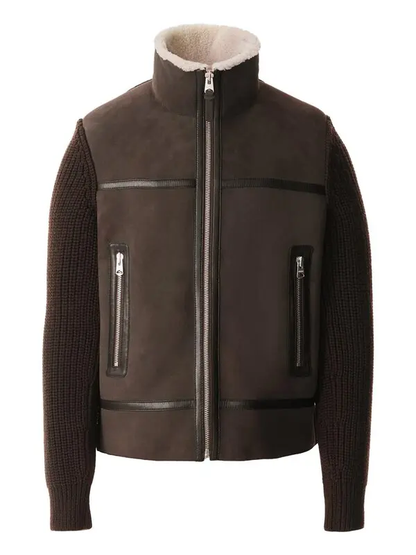 Mackage Jonathan Mixed-media Shearling Jacket - Coffee-natural