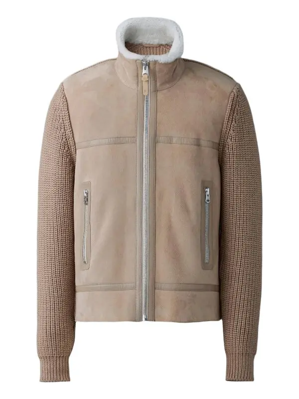 Mackage Jonathan Mixed-media Shearling Jacket - Light Camel-natural