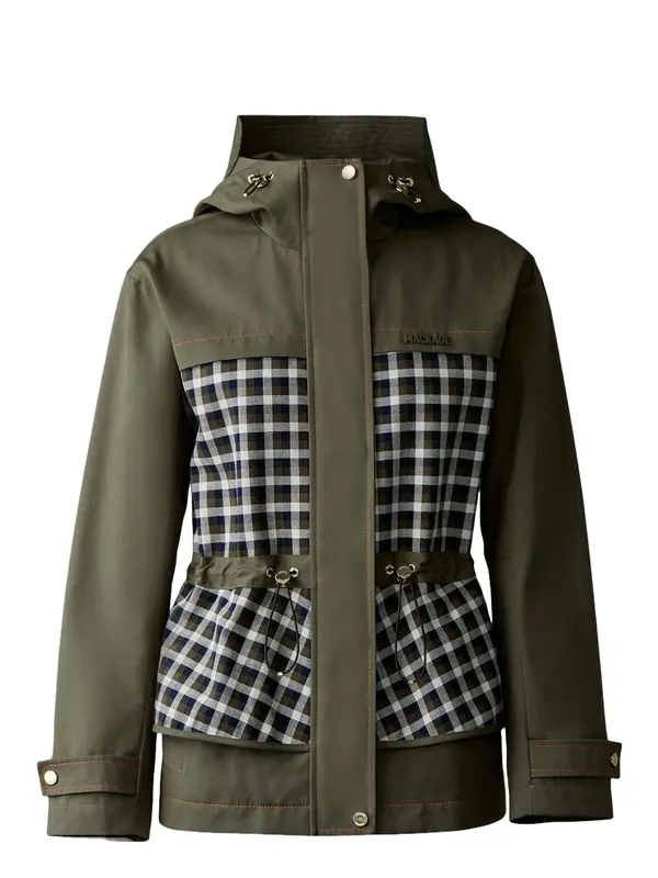 Mackage Kaori-pl Hybrid Jacket With Plaid Peplum Detail - Light Military