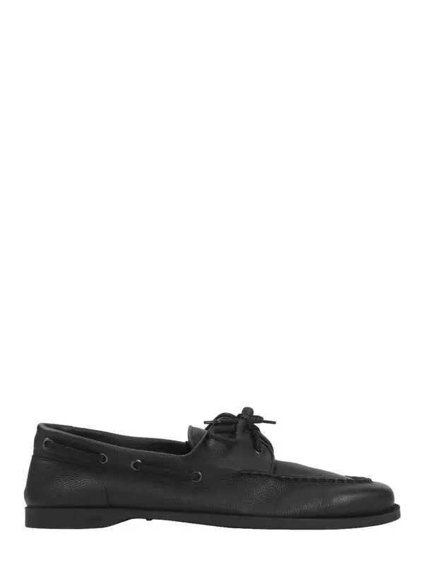 John Lobb Grained Leather Foil Loafers - Black