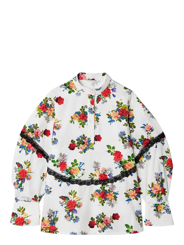 KIKA VARGAS Mj Lace-trimmed Floral-print Top - Multi