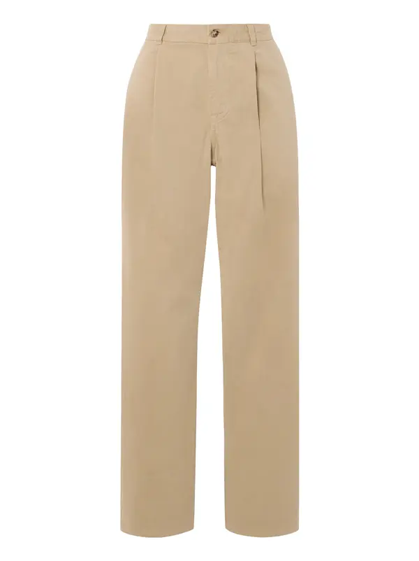 Ralph Lauren Fallon Pleated Cotton-twill Pants - Neutrals