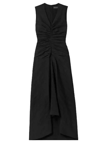Brandon Maxwell Linen Ruched Dress - Black