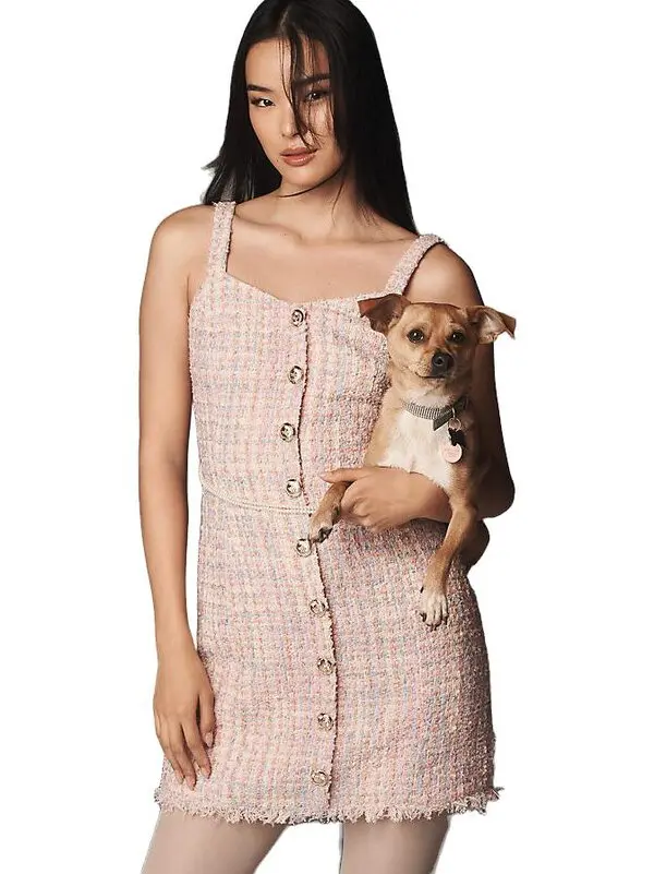 Walter Baker Cecilia Sleeveless Tweed Mini Dress - Pink Pattern