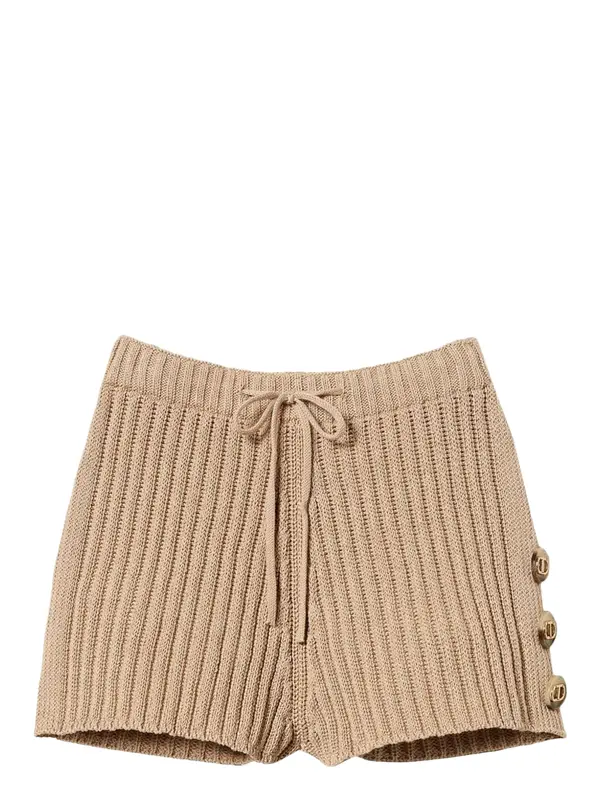 TWINSET Button-detail Ribbed-knit Shorts - Brown
