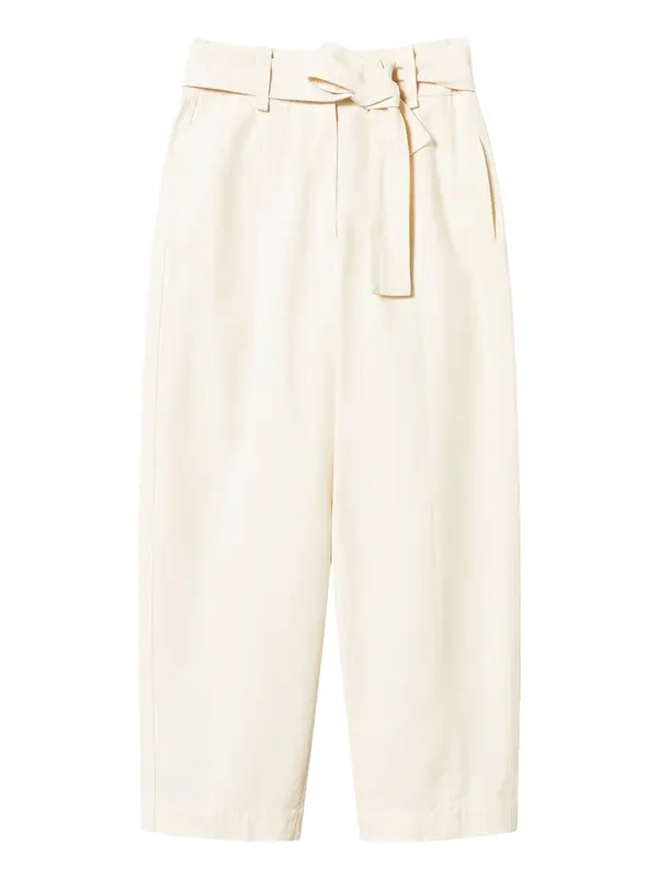 TWINSET Belted Gabardine Trousers - White