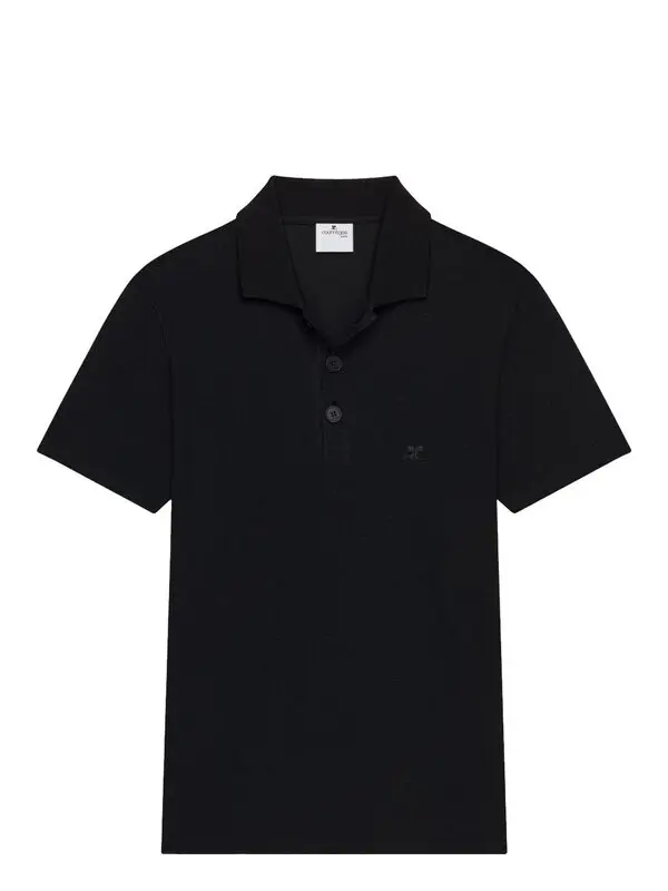 COURREGES Piqué Polo Shirt - Black