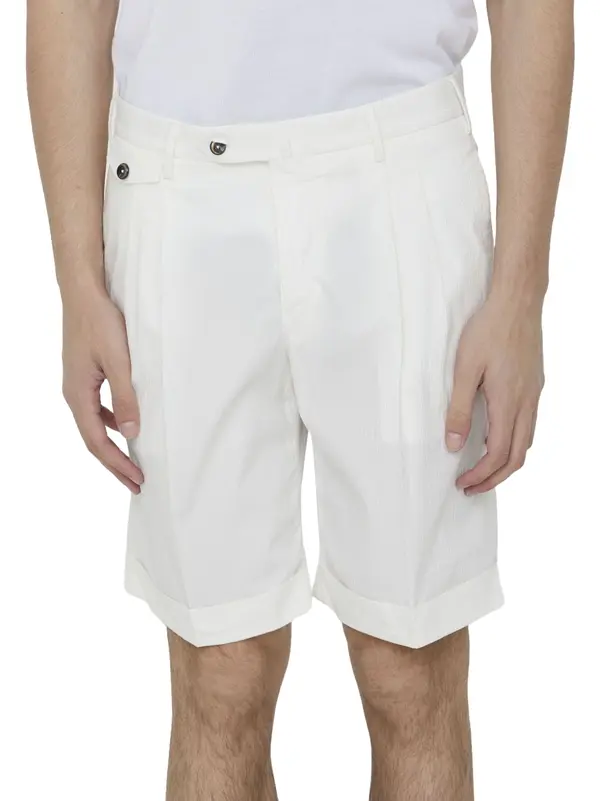 PT TORINO Pleated Bermuda Shorts - White