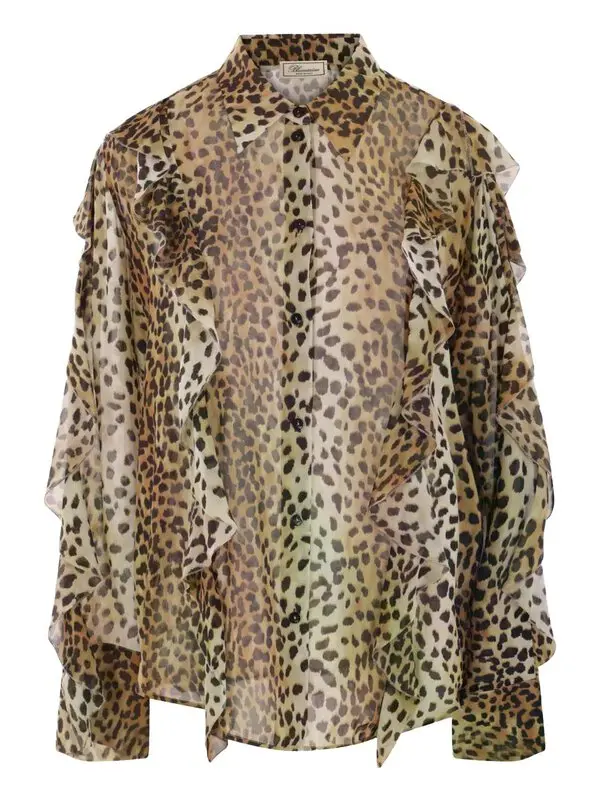 Blumarine Animal-print Shirt - Brown