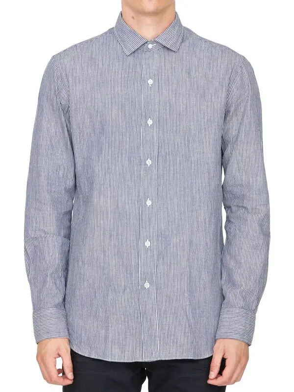 SALVATORE PICCOLO Striped Cotton Shirt - Blue