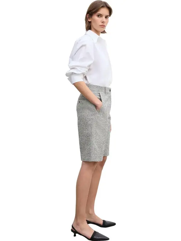 HOUSE OF DAGMAR Bouclé Tailored Shorts - Salt And Pepper