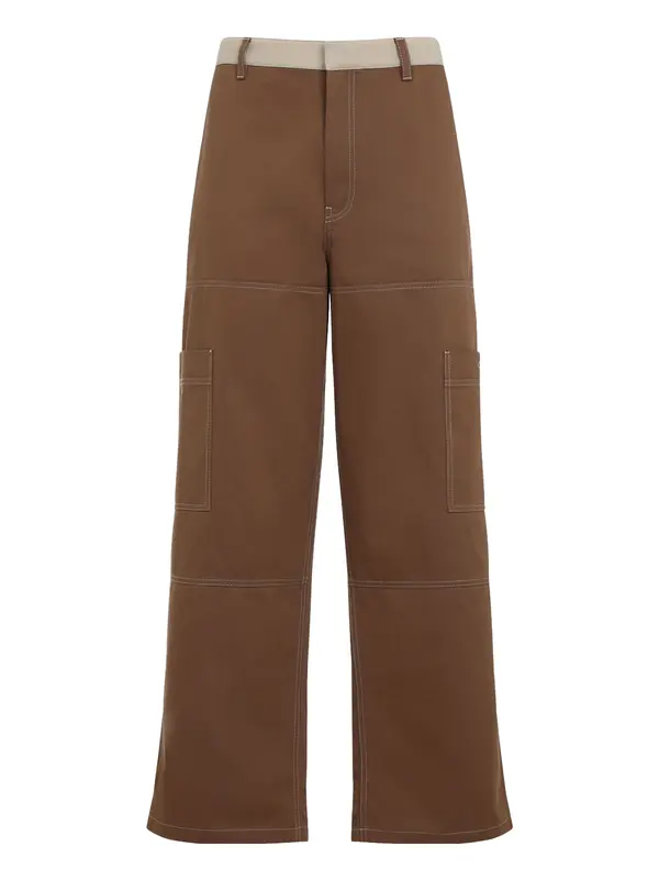 Off-White Cotton Trousers - Brown