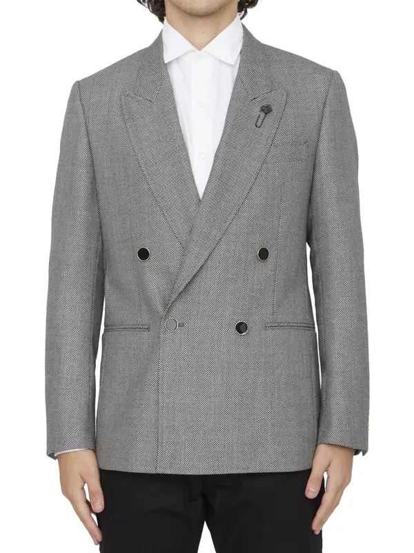 LARDINI Double-breasted Wool Jacket - Grey