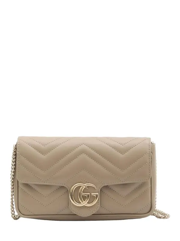 Gucci Mini Gg Marmont Bag With Cardholder - Neutrals