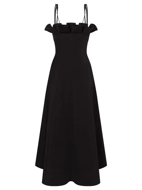 Philosophy Di Lorenzo Serafini Ruffle-detail Midi Dress - Black