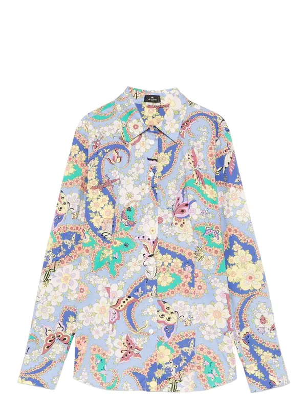 Etro Floral-print Shirt - Blue