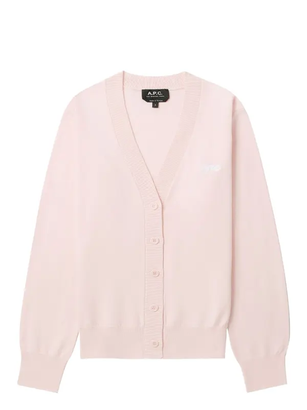 A.p.c. Logo-embroidered Cotton Cardigan - Pink